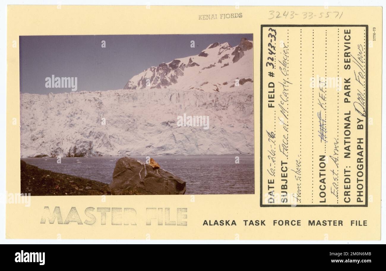 Face of McCarly Glacier from shore. Alaska Task Force Photographs Stock ...