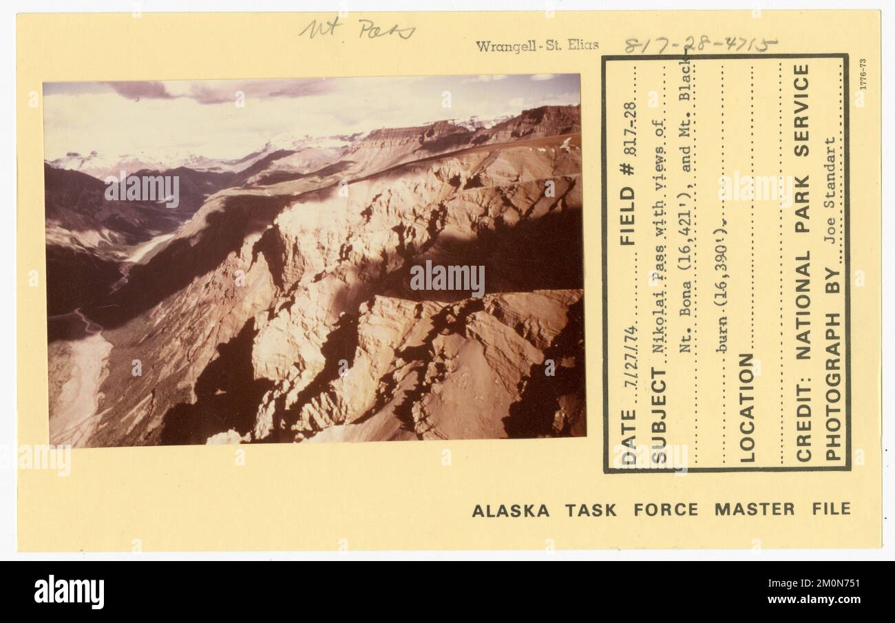 Nikolai Pass with views of Mount Bona (16,421') and Mount Blackburn ...