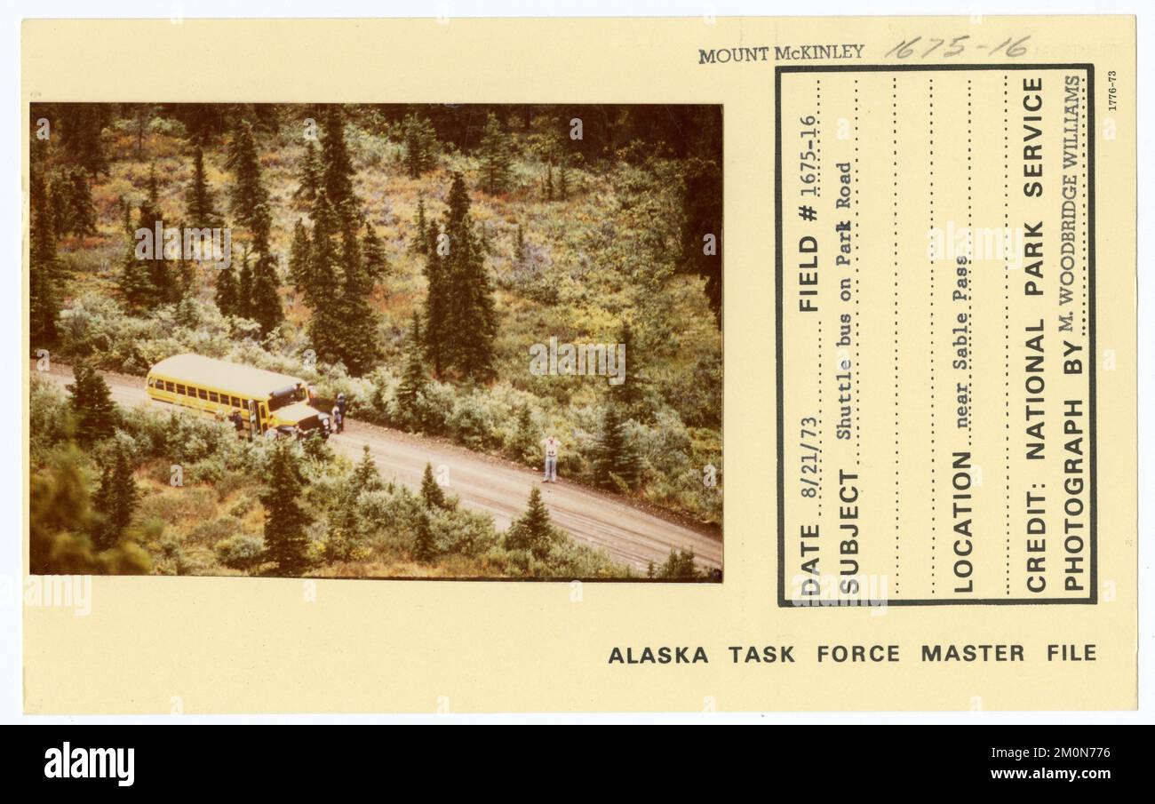 Shuttle bus on Park Road. Alaska Task Force Photographs Stock Photo - Alamy