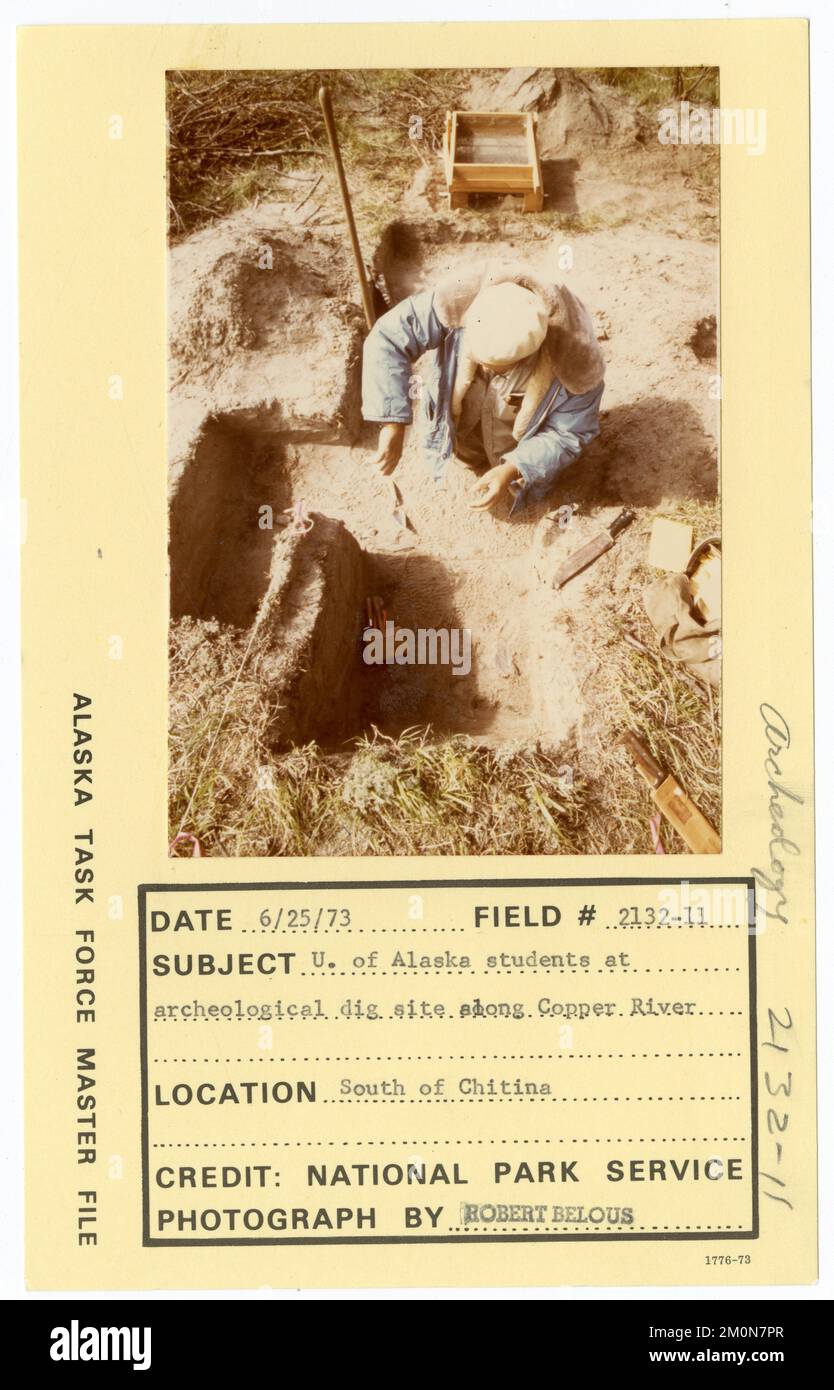 U of Alaska students at archeological dig site along Copper River ...