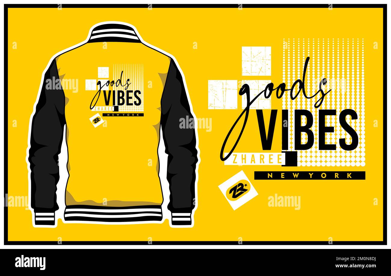 A vector design of a varsity jacket in yellow and black colors with ...