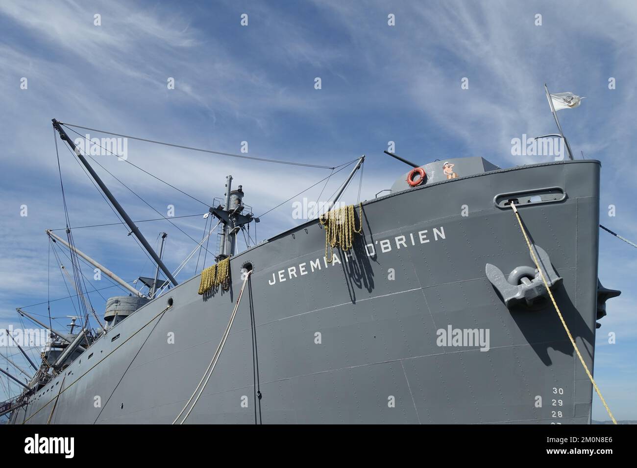 A low angle shot of the military Jeremiah O'Brien on the background of ...