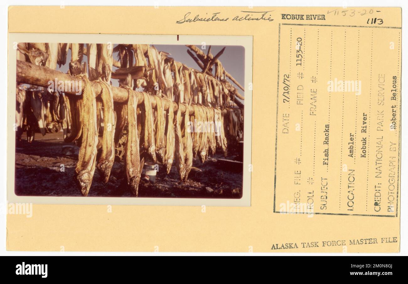 Fish racks. Alaska Task Force Photographs Stock Photo - Alamy