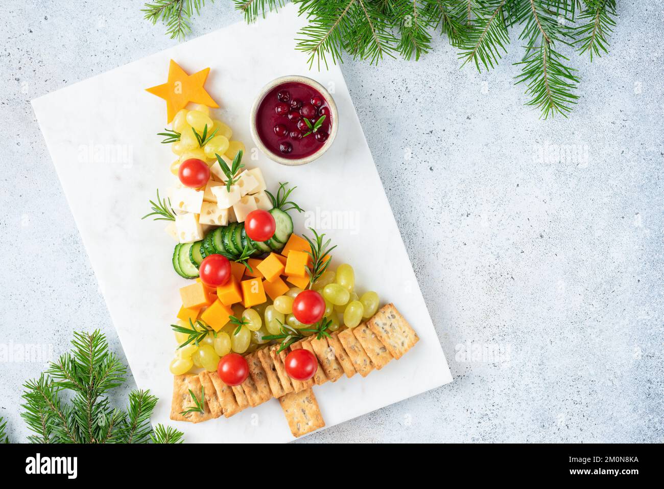 Christmas Appetizer Cheese Plate In Shape Of Christmas Tree Served With ...
