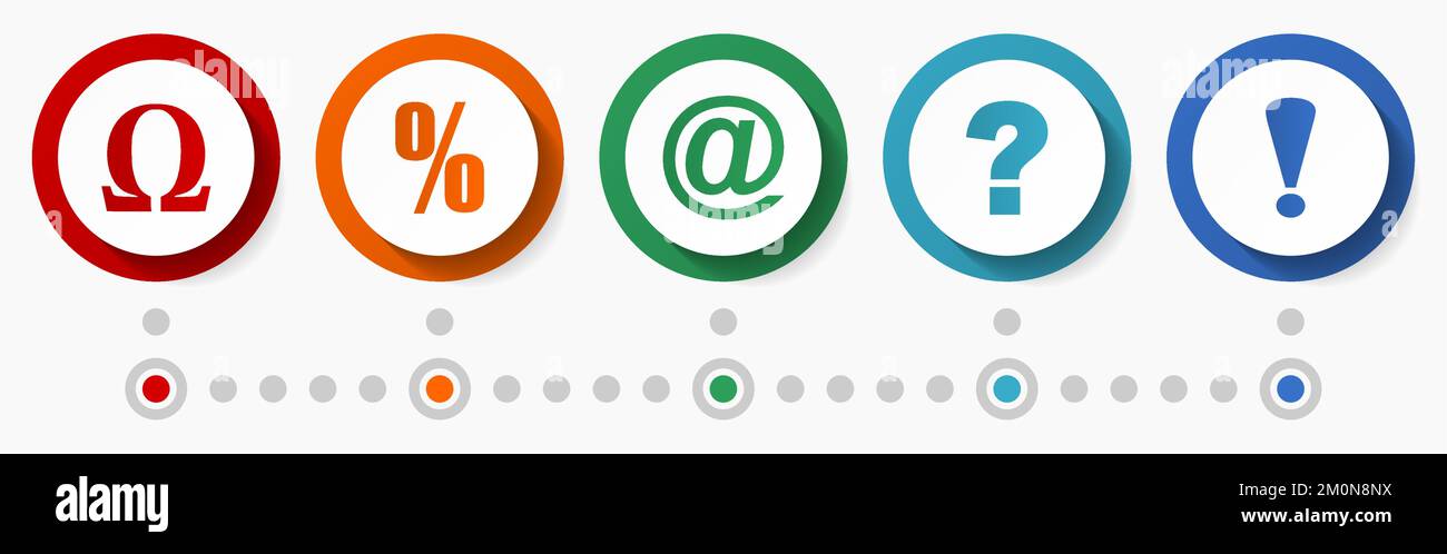 Web symbols vector icons, flat design web button set, colorful ...