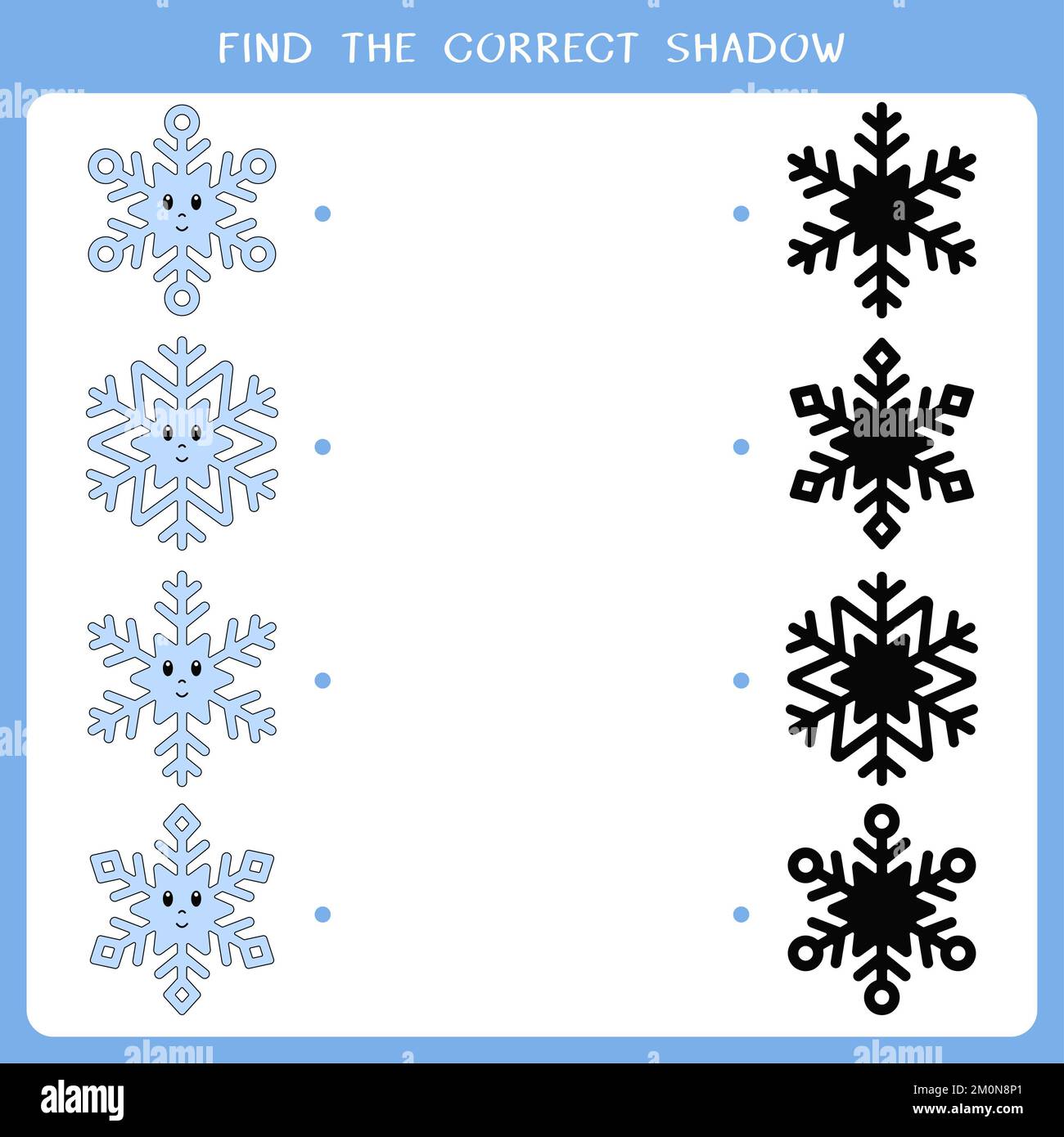 Find the correct shadow for the snowflakes. Simple educational game for ...