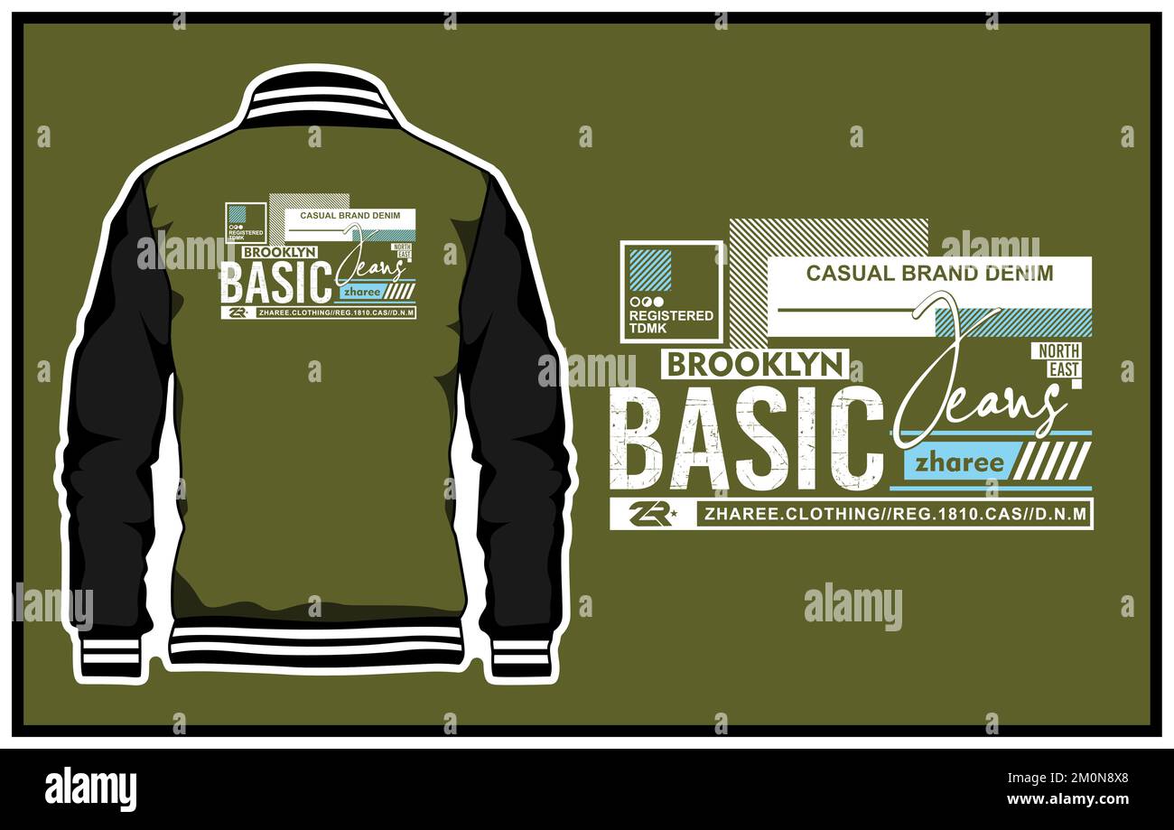 A vector design of a varsity jacket in olive green and black colors ...
