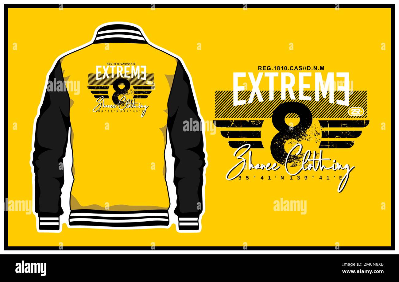 A vector design of a varsity jacket in yellow and black colors with an ...