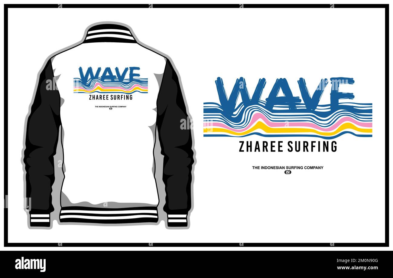 A vector design of a varsity jacket in white and black colors with an ...