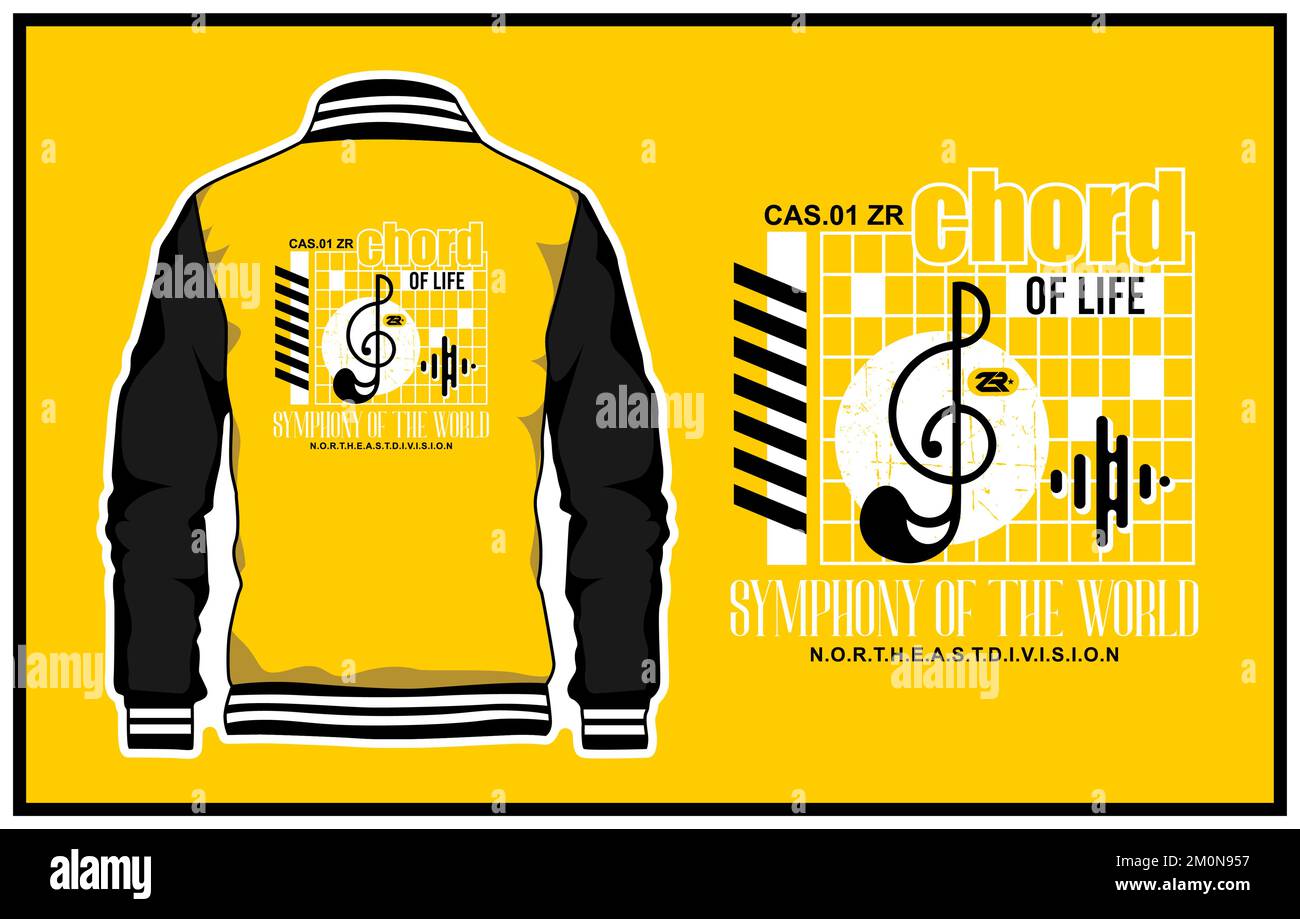 A vector design of a varsity jacket in yellow and black colors with a ...