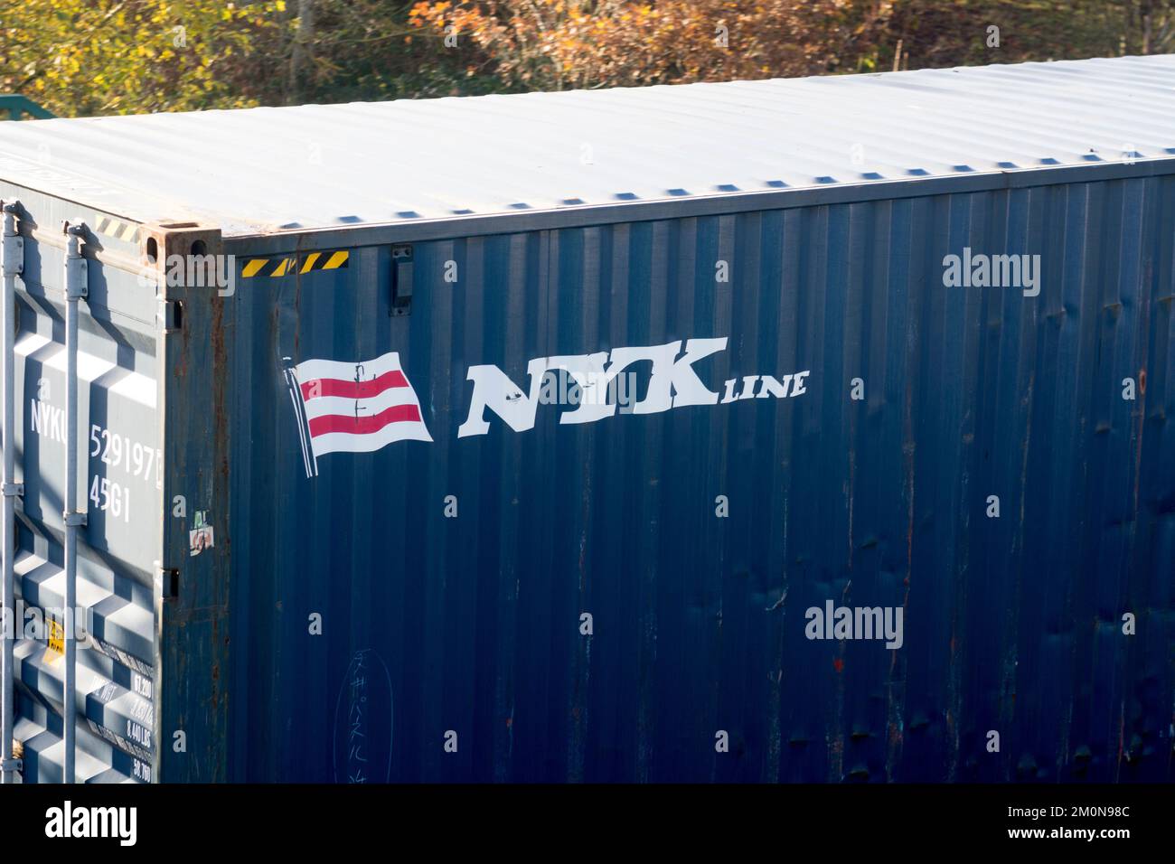 NYK Line shipping container on an intermodal train, UK Stock Photo - Alamy