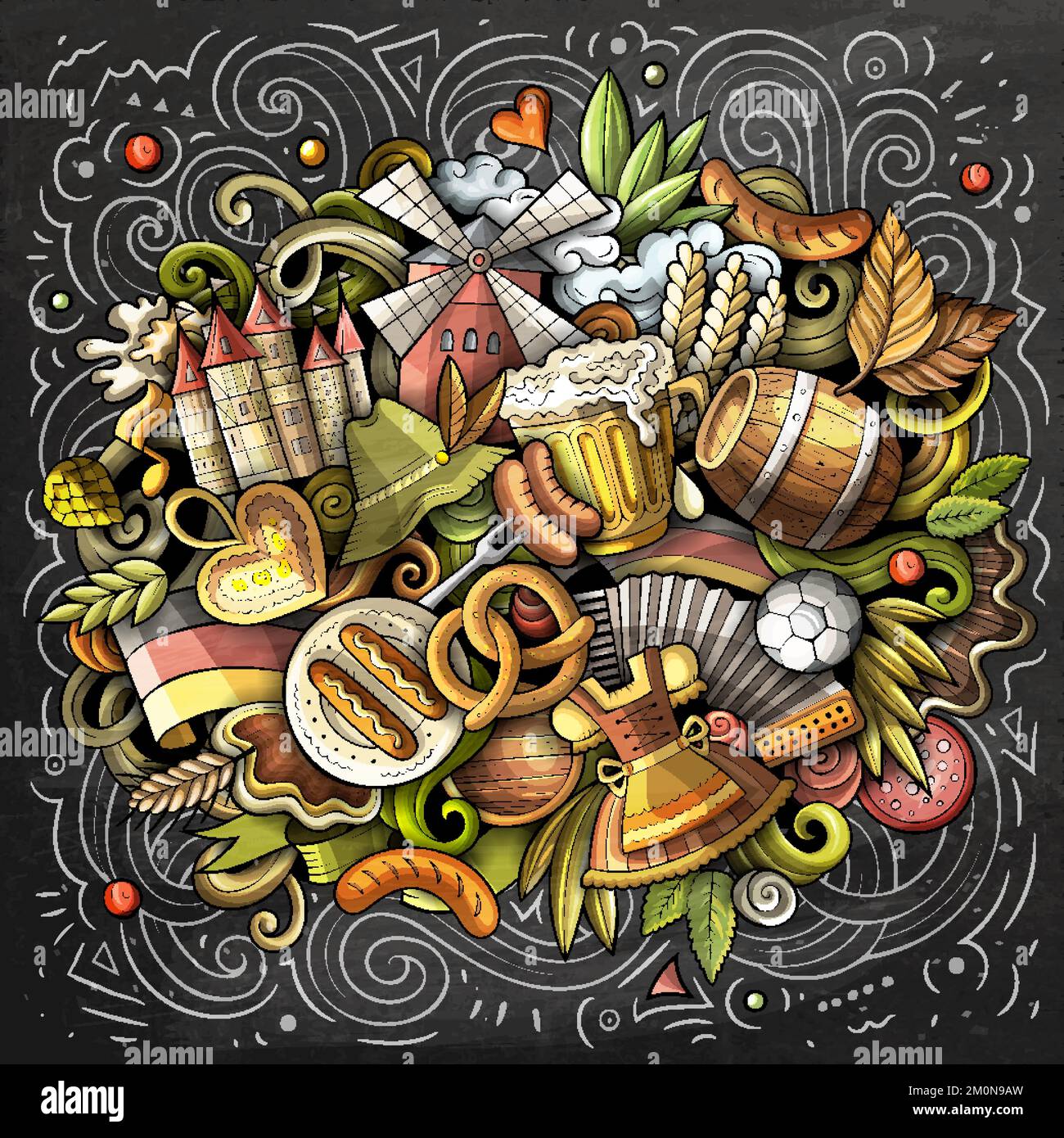 Germany hand drawn cartoon doodles illustration. Funny travel design ...