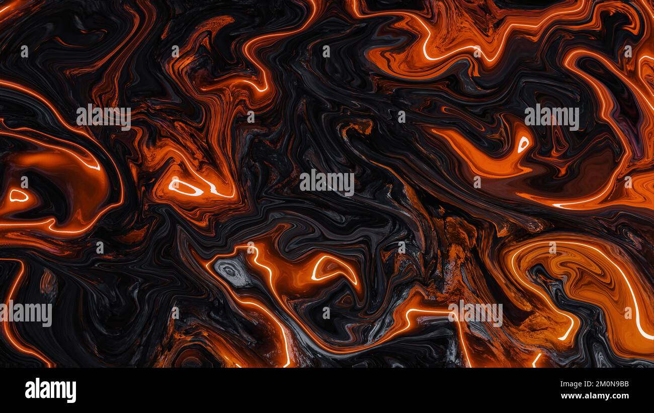 Abstract lush lava or liquid marble background. Horizontal panoramic ...