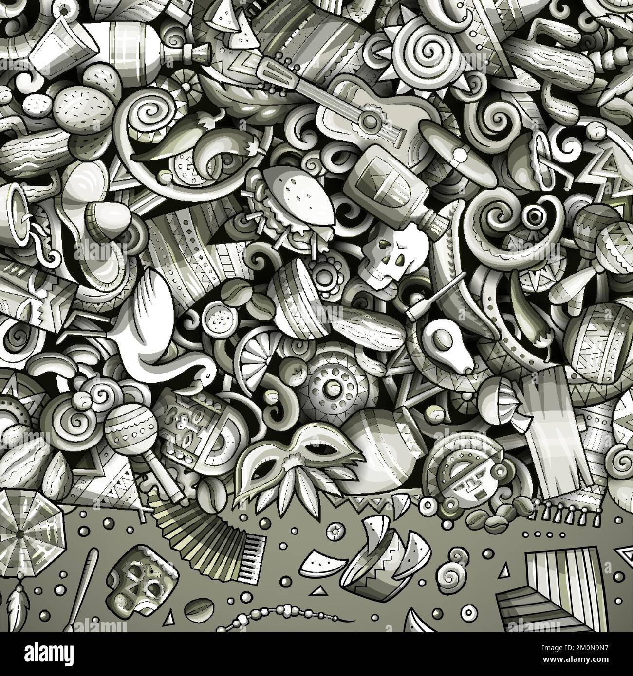 Cartoon hand-drawn doodles Latin American frame Stock Vector Image ...