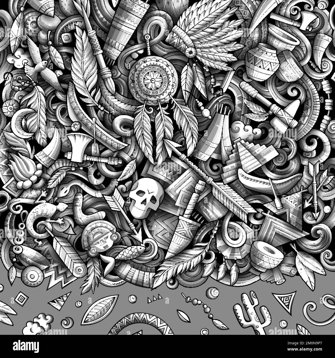 Native American hand drawn vector doodles frame Stock Vector Image ...