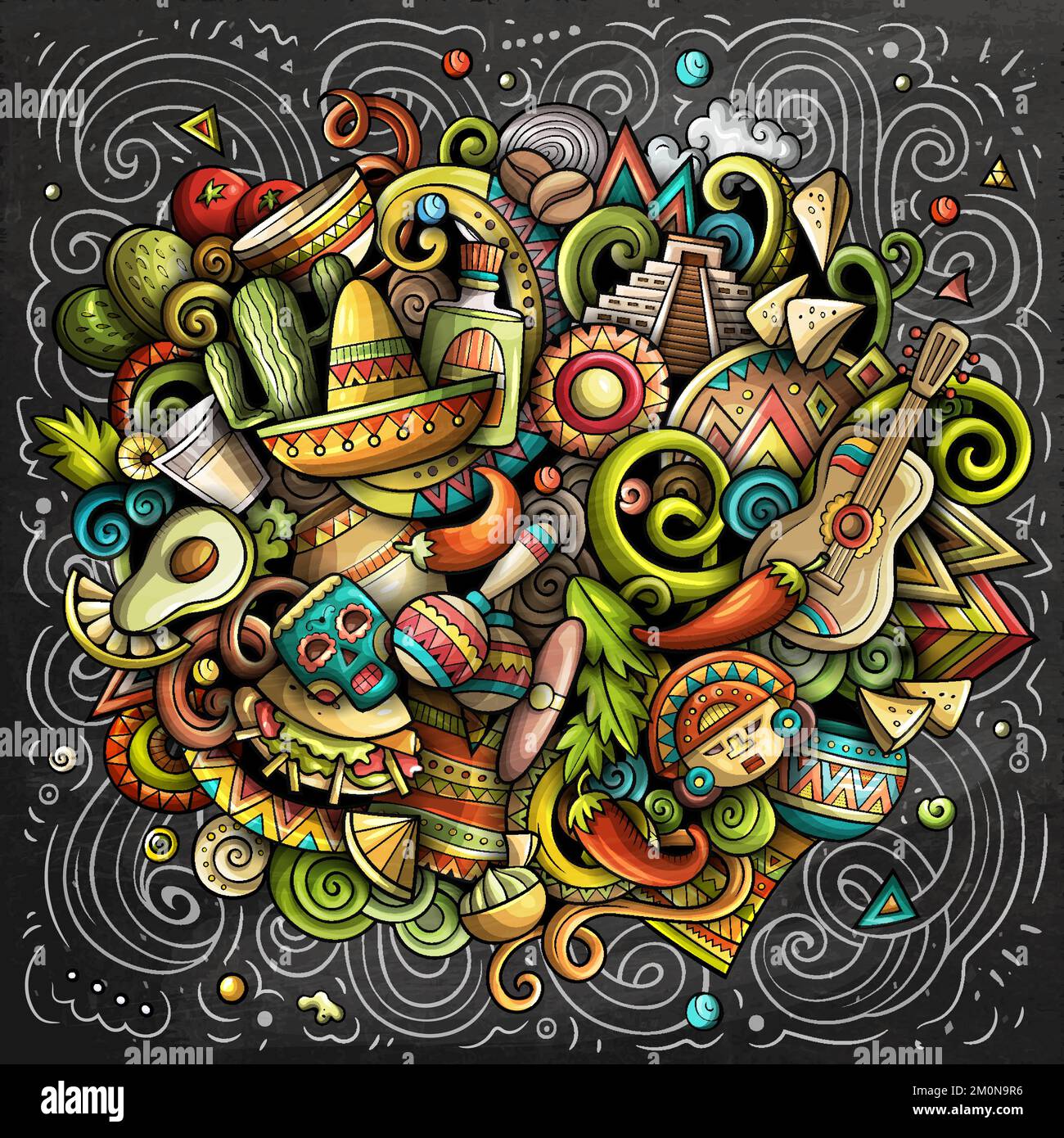 Mexico cartoon vector doodle chalkboard illustration Stock Vector Image ...