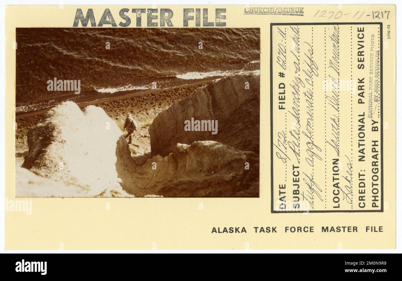 Pete Sancehz at white tuff agglomerate cliffs. Alaska Task Force ...