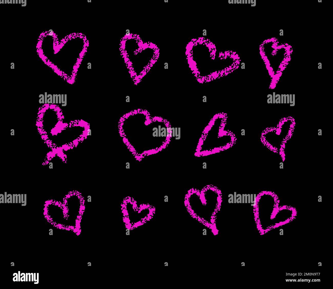 Simple doodle hearts. Hand drawn chalk symbols Stock Vector Image & Art ...