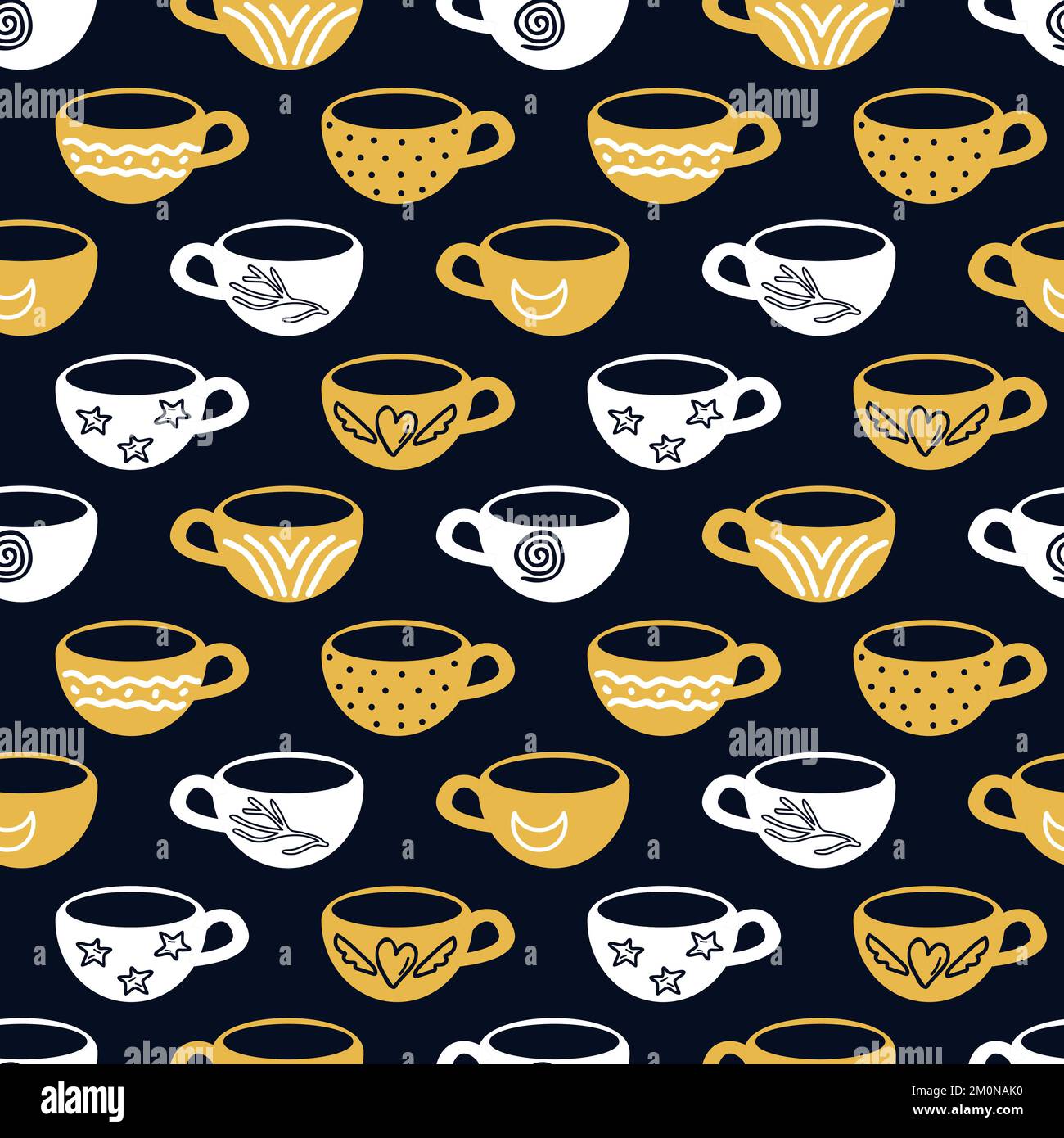 Seamless cups wtih various symbols pattern Stock Vector Image & Art - Alamy