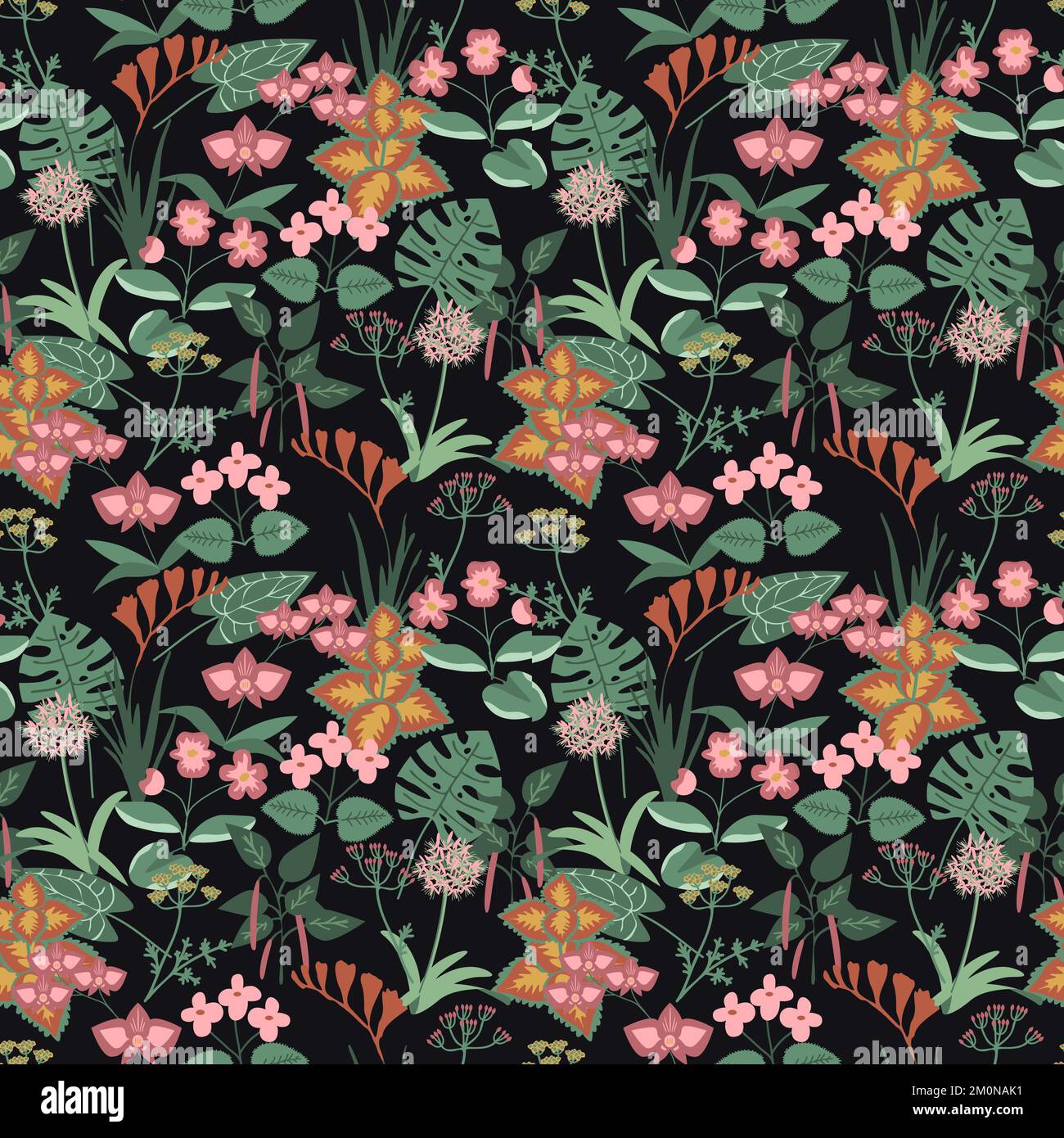 Seamless tropical vector flowers decorative pattern Stock Vector Image ...