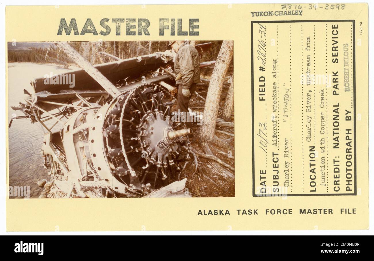 Aircraft wreckage along Charley River "Stinson". Alaska Task Force ...