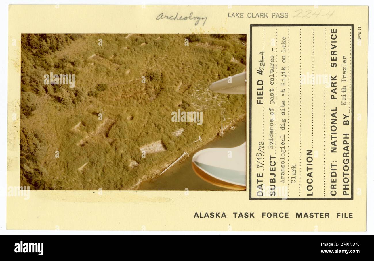 Evidence of past cultures - archeological dig site at Kijik on Lake ...