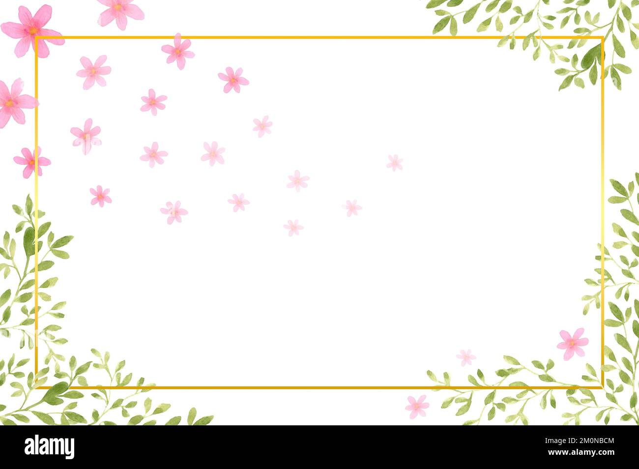 Watercolor flowers. Horizontal Frame with wild flowers. Invitation card ...