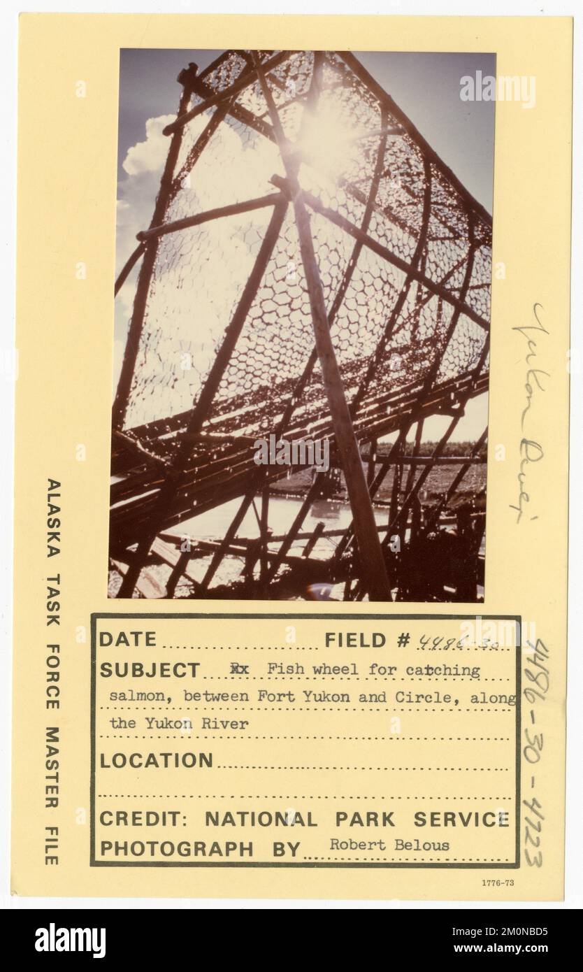 Fish wheel for catching salmon between Fort Yukon & Circle along the ...