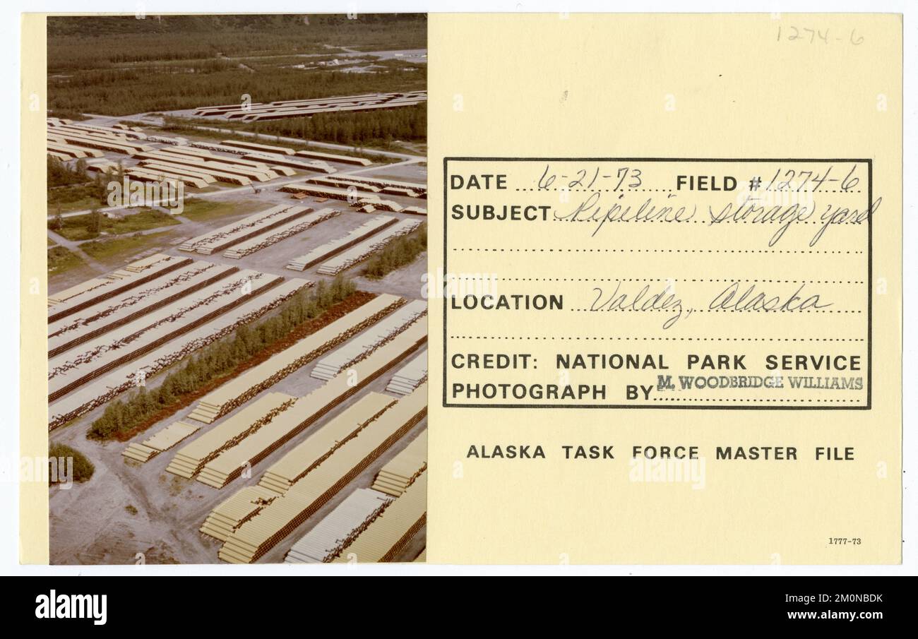 Pipeline storage yard. Alaska Task Force Photographs Stock Photo - Alamy