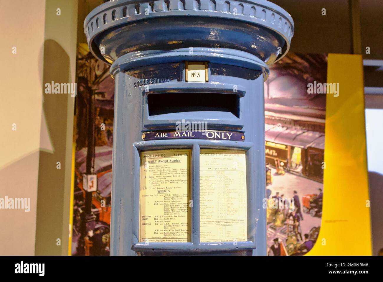 Air mail blue pillar box from the 1930s Stock Photo - Alamy
