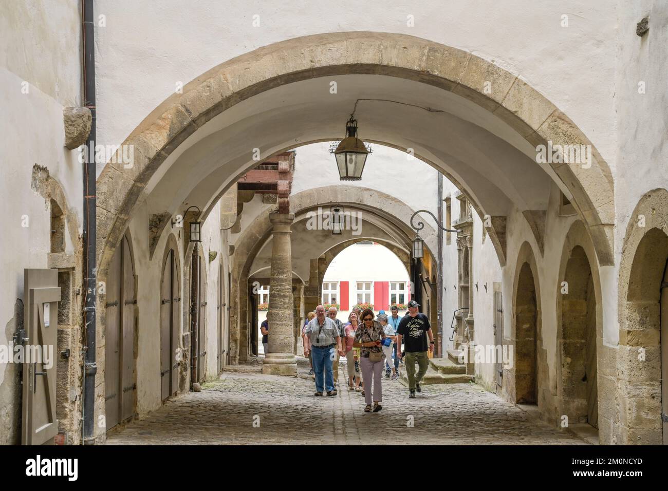 Arkaden, Innenhof, Rathaus, Marktplatz, Rothenburg ob der Tauber ...