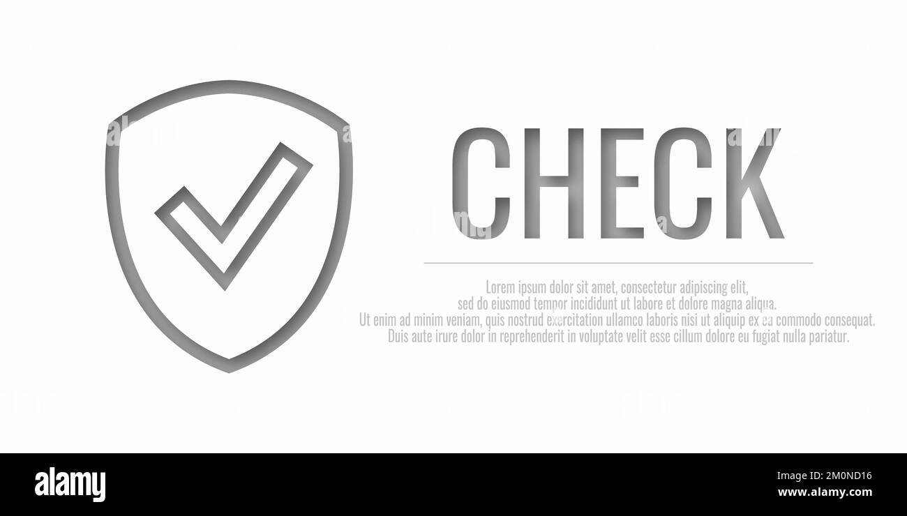 Banner shield check mark icon. Place for your text. Cope space. Vector ...