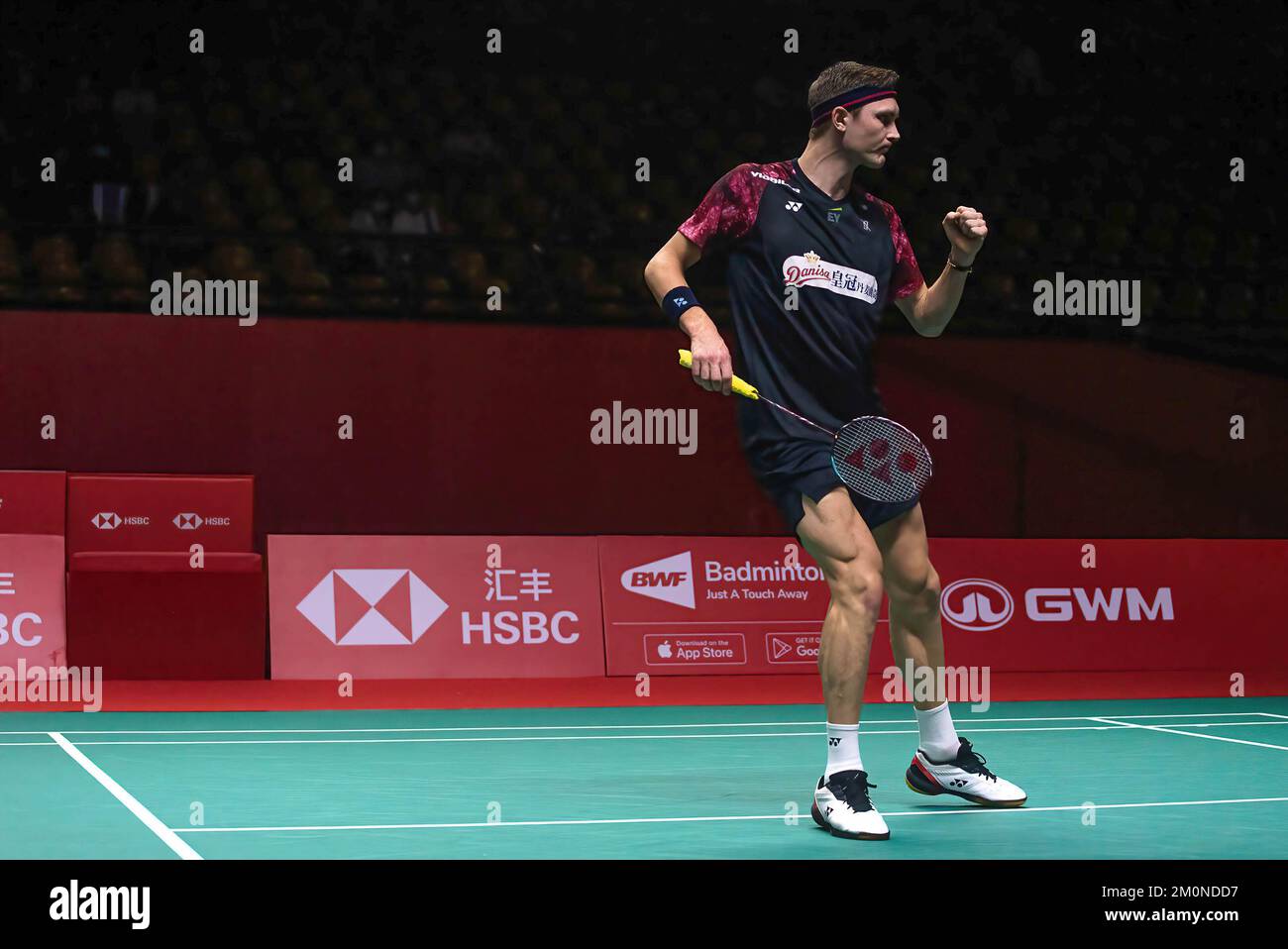 Viktor Axelsen of Denmark seen in action during the Badminton Men's ...