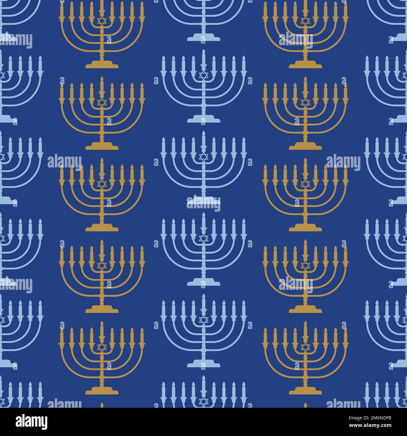 Vector Blue and Golden Menorahs repeat pattern background design Stock ...