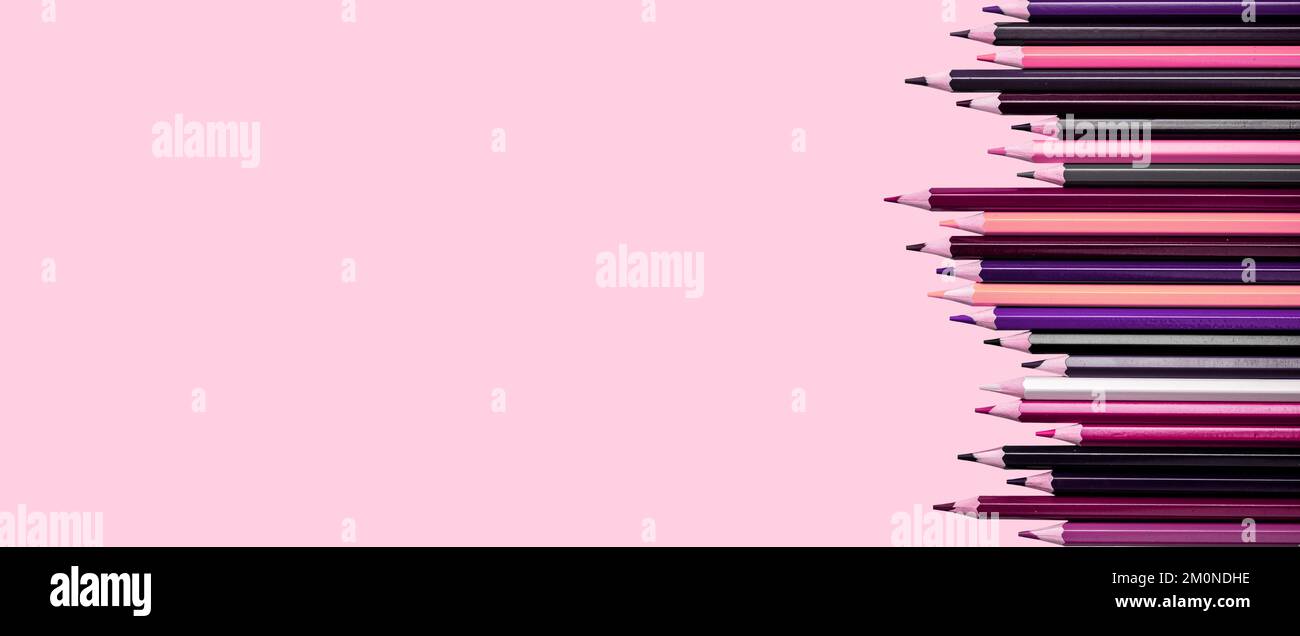 Colored pencils, ad banner for creative studio, art atelier, artistic ...