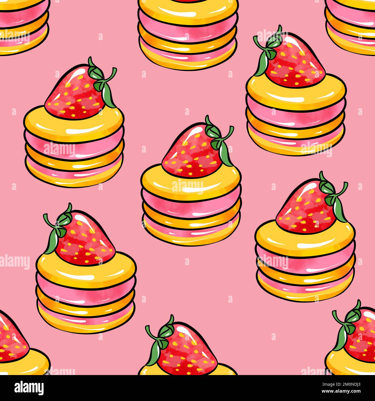 Illustration raster seamless pattern round yellow.red color cake ...