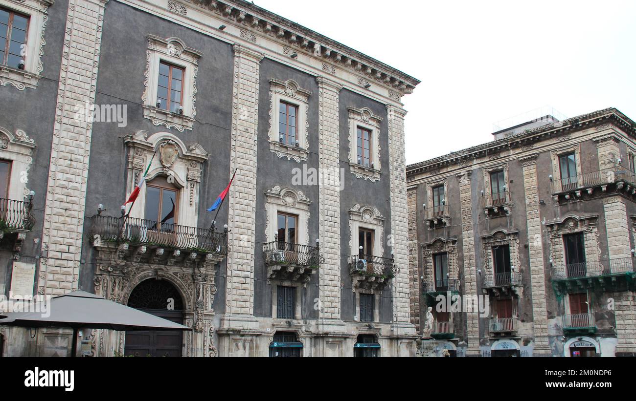 baroque palace (clerical seminary palace) in catania in sicily (italy ...