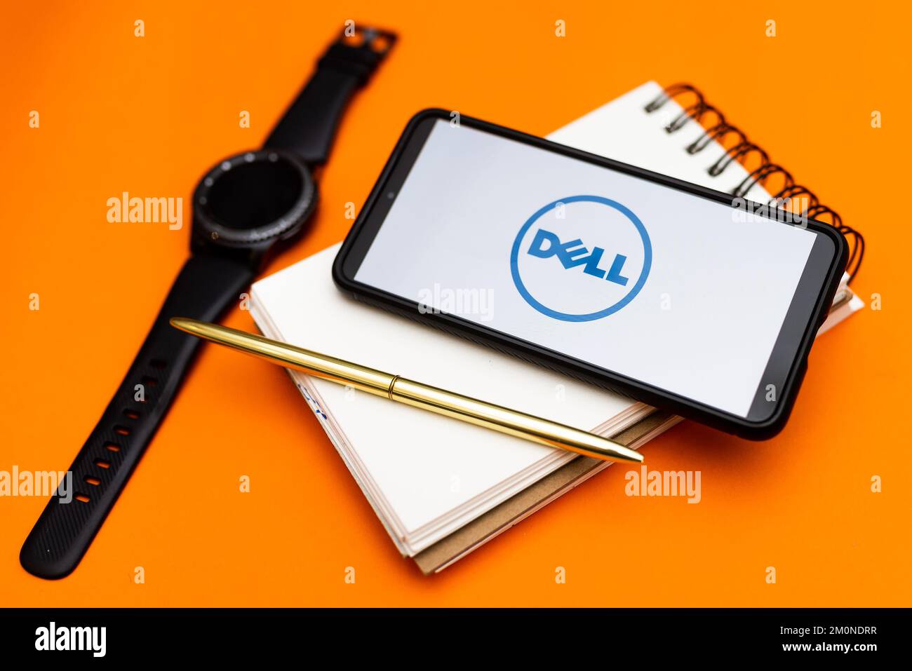 In this photo illustration a Dell logo seen displayed on a smartphone ...