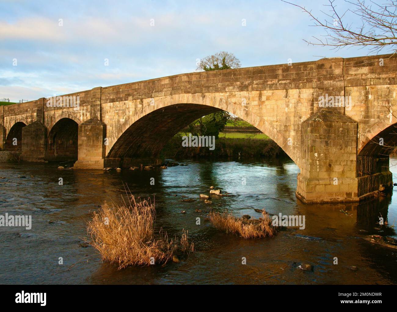 A view of Edisford Bridge over the River Ribble, Clitheroe, Lancashire ...