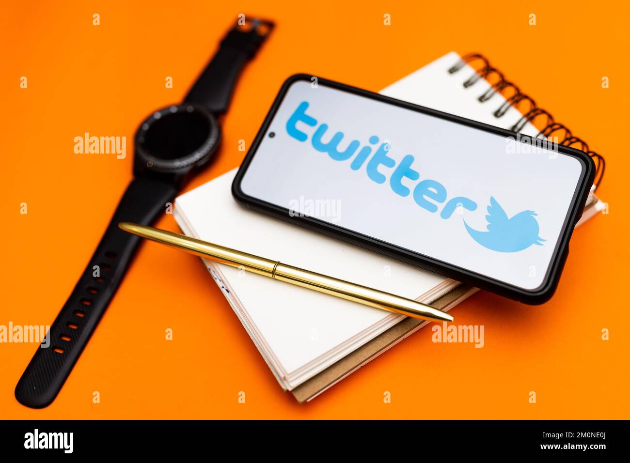 In this photo illustration a Twitter logo seen displayed on a ...