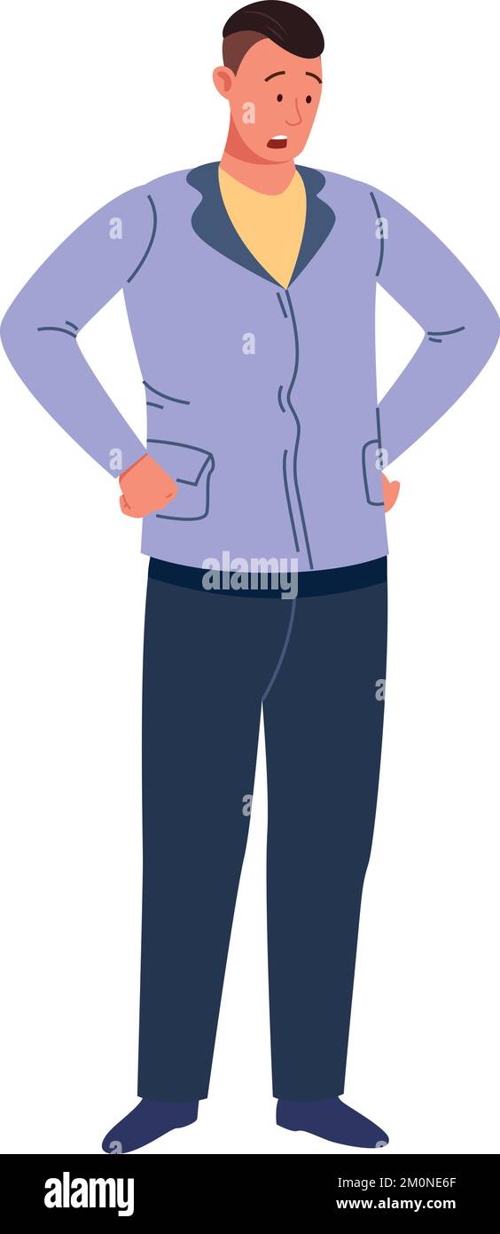 Shocked man standing. Person with amuzed face expression isolated on ...