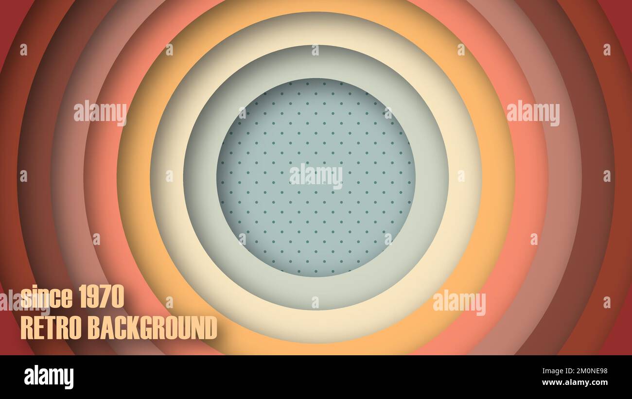 Abstract 1970's colorful perforation background with circles element ...