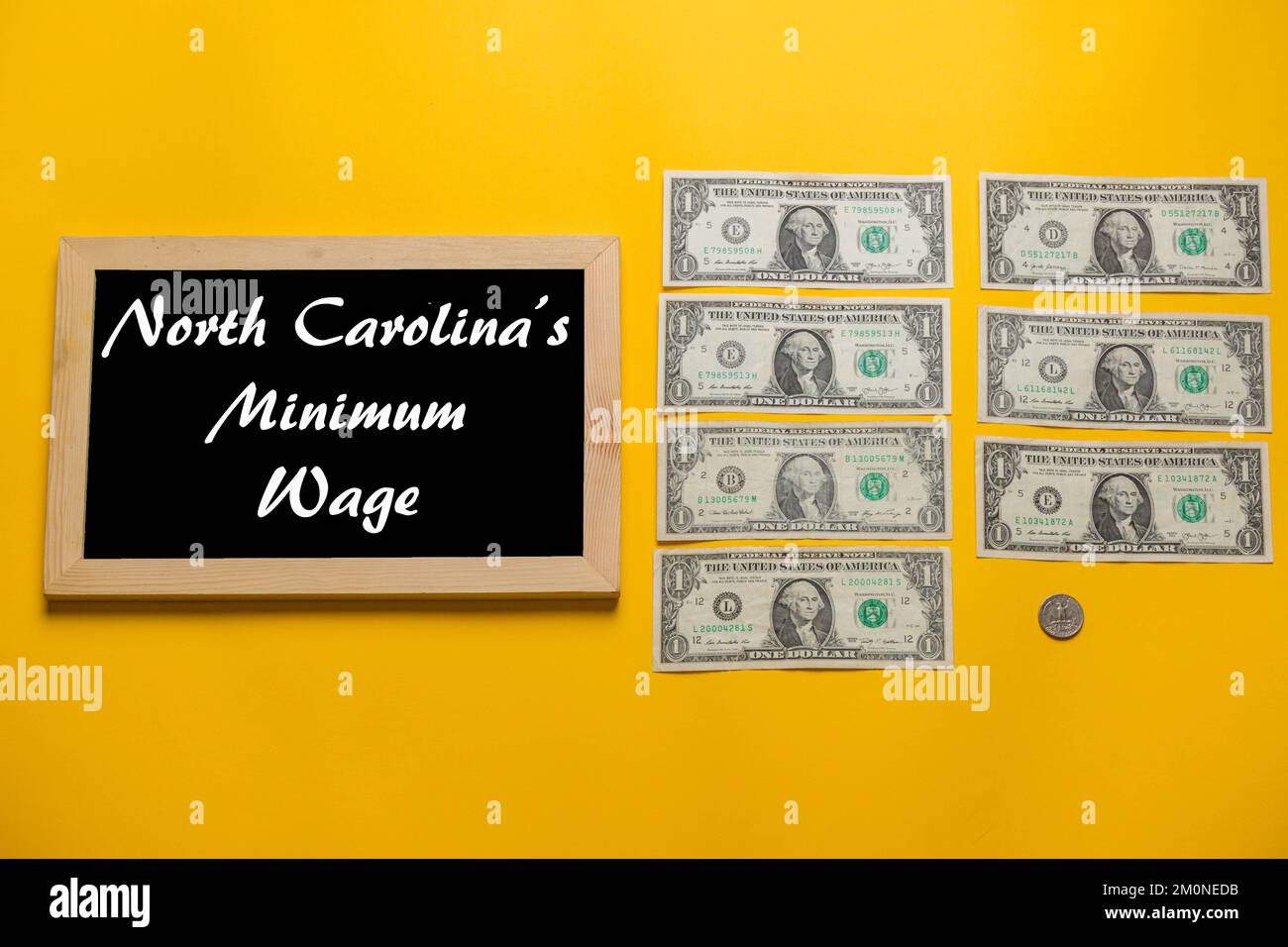 The Minimum Wage In North Carolina $7.25 per hour Stock Photo - Alamy
