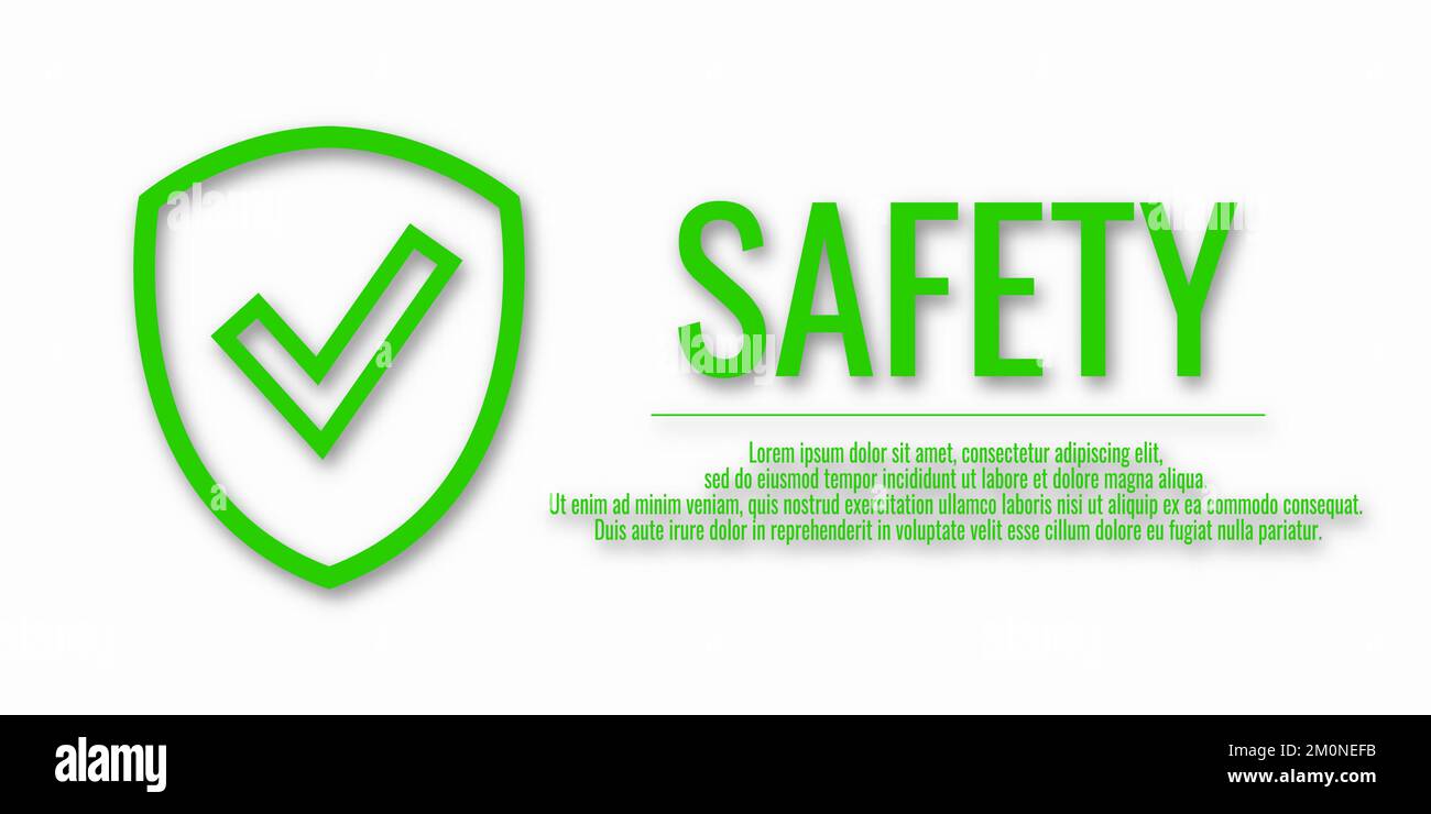 Banner safety first. Vector illustration with word SAFETY on a white ...