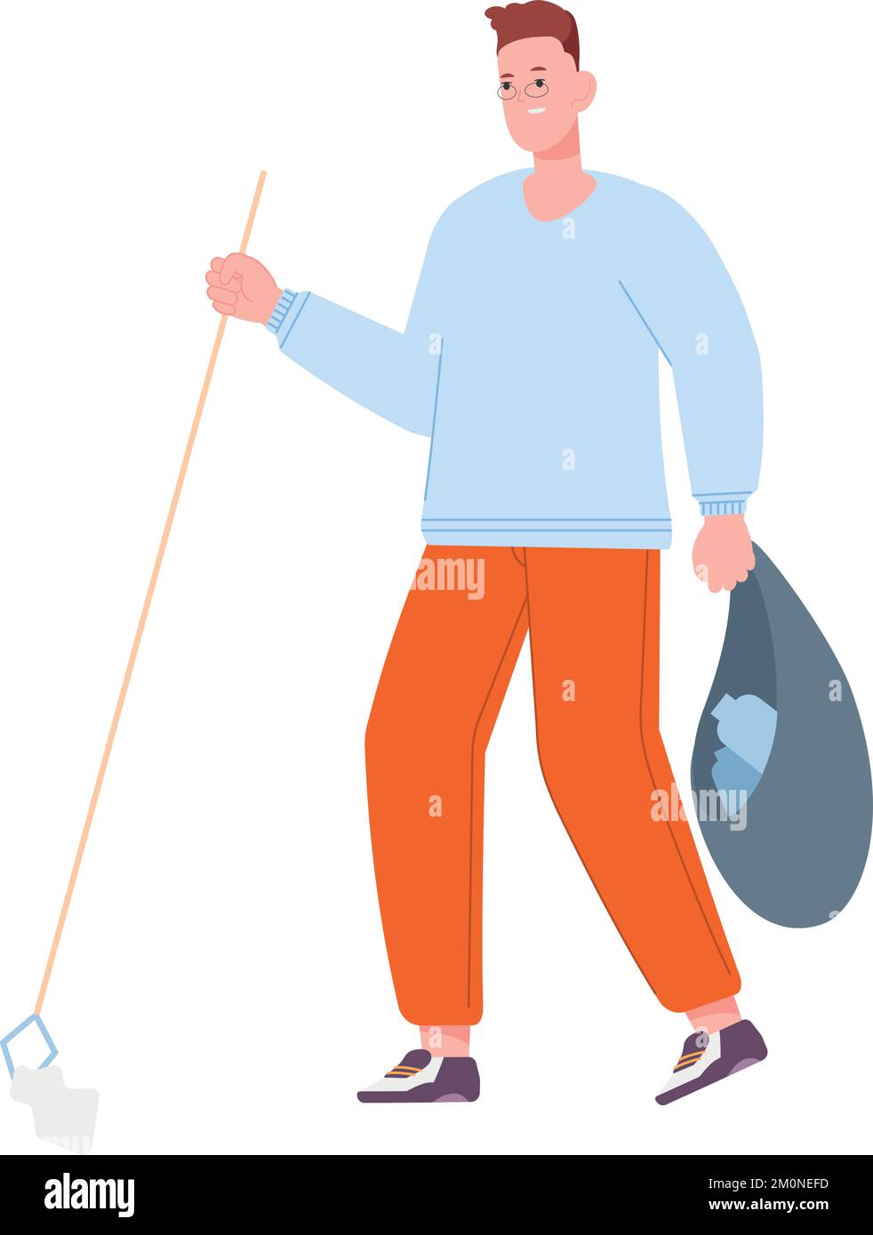 Man collecting trash outdoors. Environment cleaning person isolated on ...