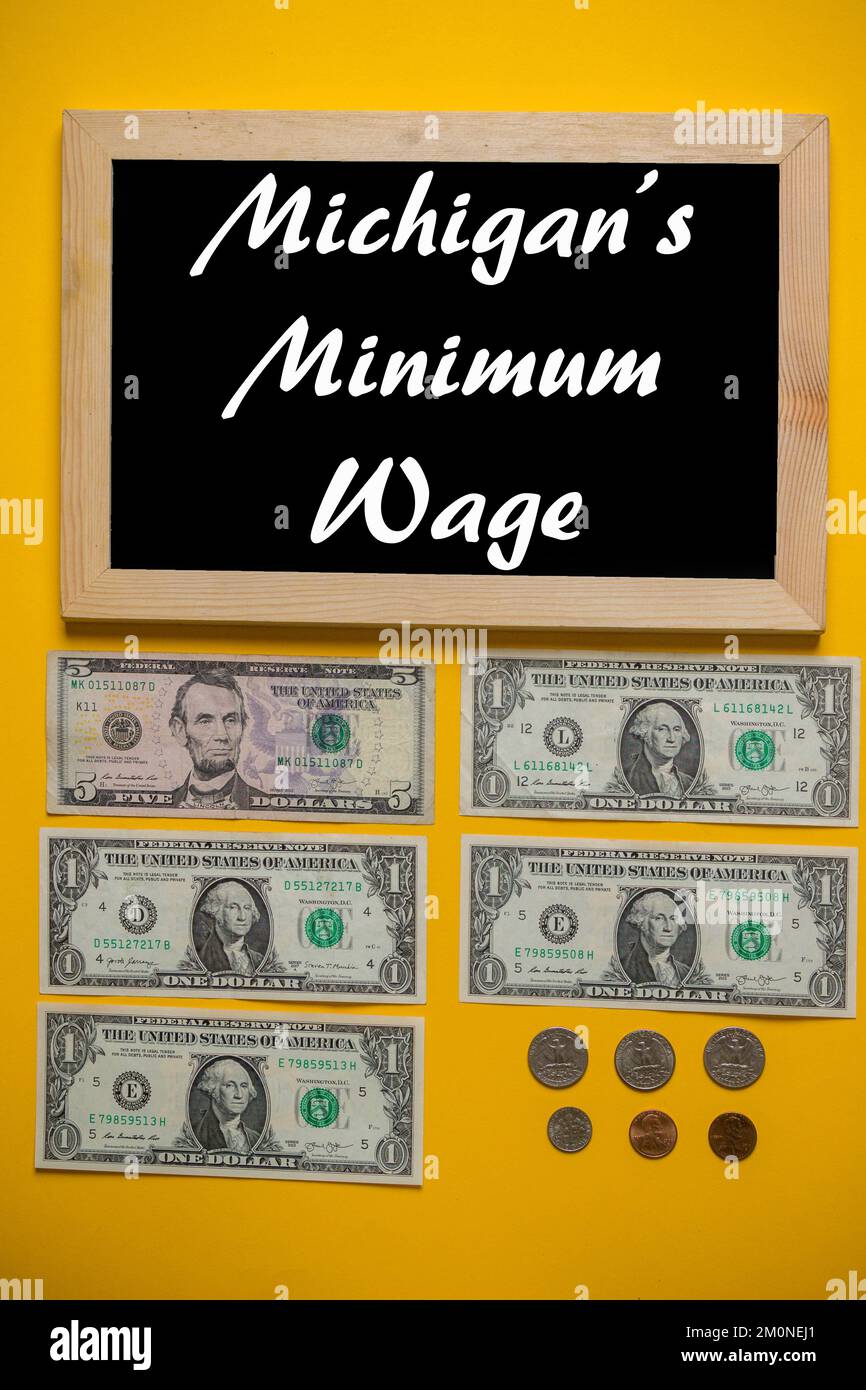 The Minimum Wage in Michigan at $9.87 per hour Stock Photo - Alamy