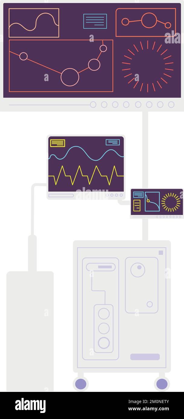 Laboratory monitor with scientific charts. Experiment research ...