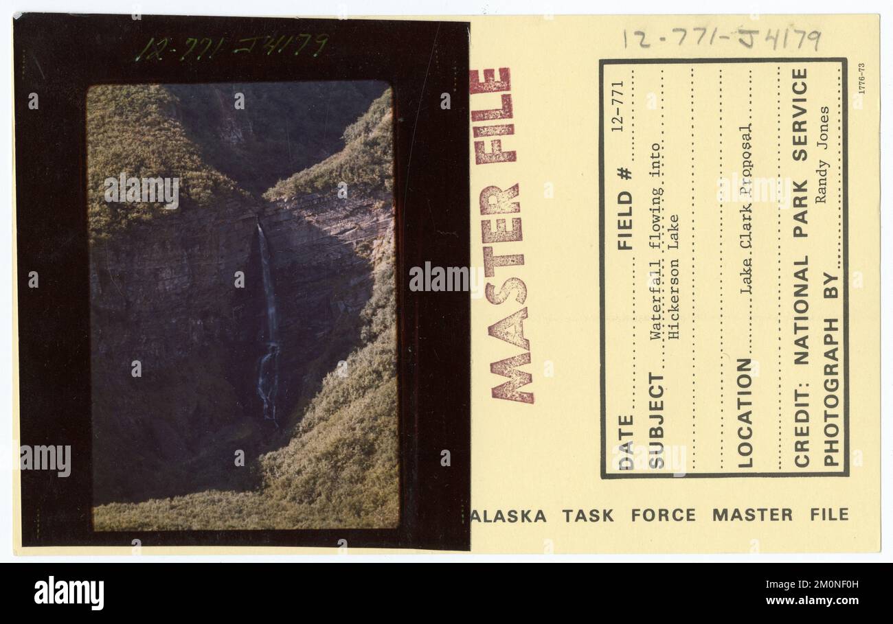 Waterfall flowing into Hickerson Lake. Alaska Task Force Photographs ...