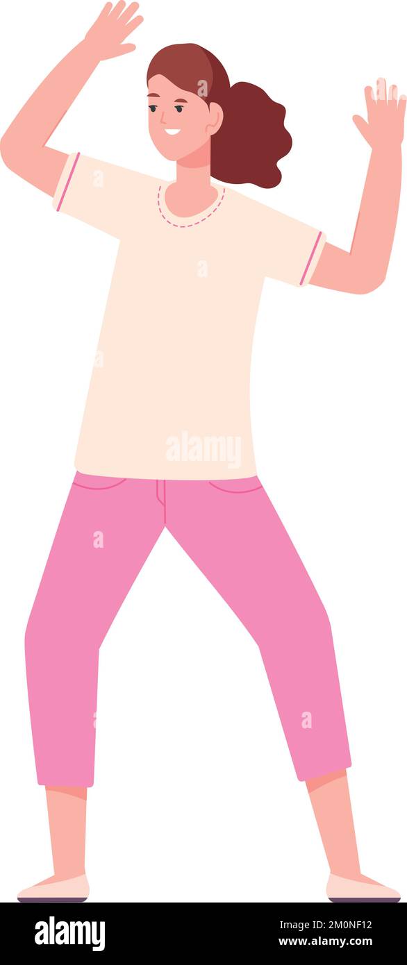 Dancing party girl. Happy young woman. Active person isolated on white ...