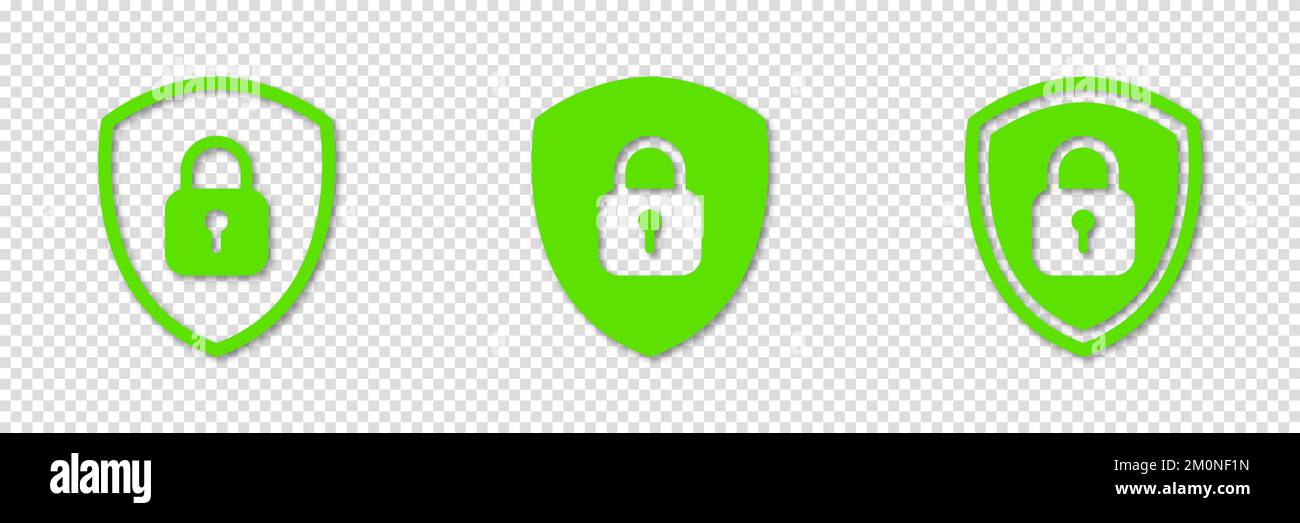Set of Shield Lock Icon. Symbol padlock. Vector sign Illustration Stock ...